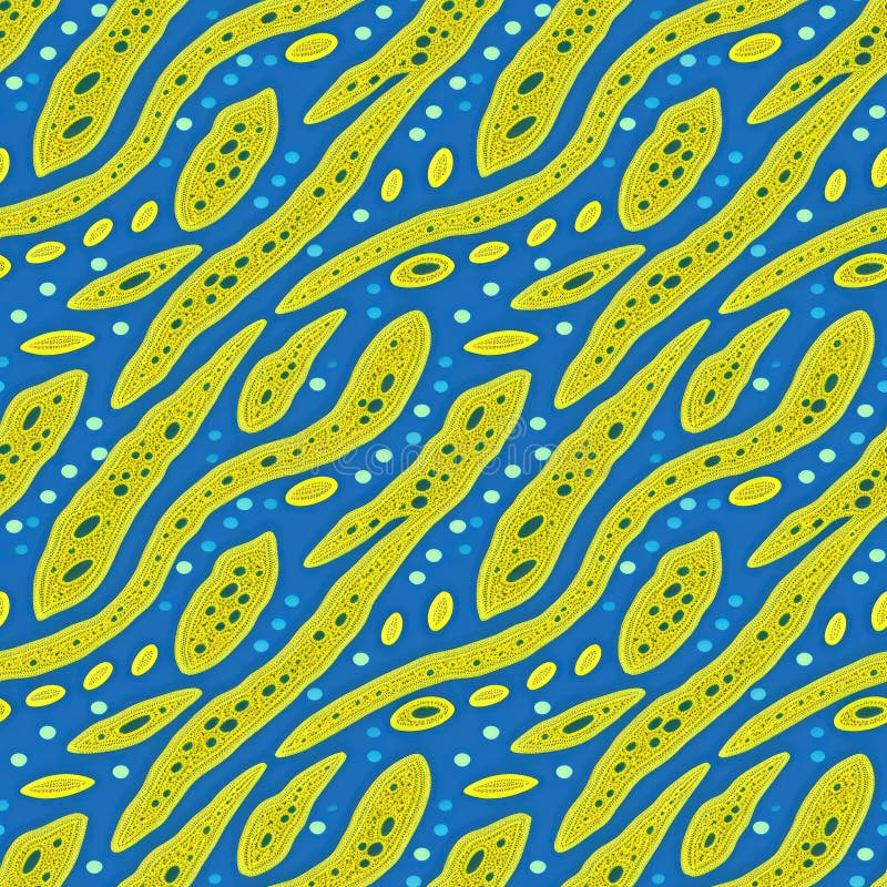 Microbiological World Under the Microscope, Illustration, Seamless ...