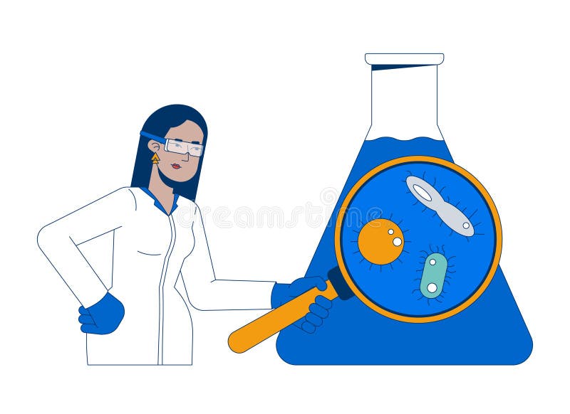 Microbiologist Analyzing Water Sample 2D Illustration Concept Stock ...