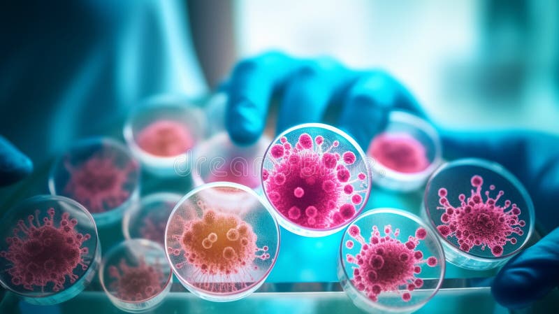 Microbiologist in the Laboratory Examines Petri Dishes. Selective Focus ...