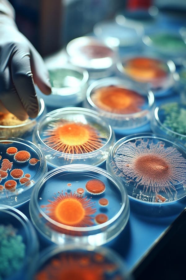 Microbiologist in the Laboratory Examines Petri Dishes. Selective Focus ...