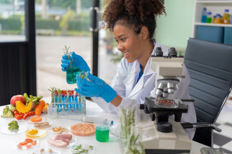 Microbiologist Working on Molecule Samples in Modern Food Science ...