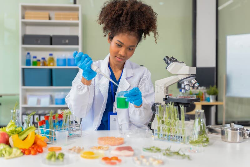 Microbiologist Working on Molecule Samples in Modern Food Science ...