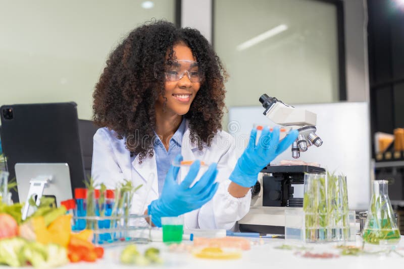 Microbiologist Working on Molecule Samples in Modern Food Science ...