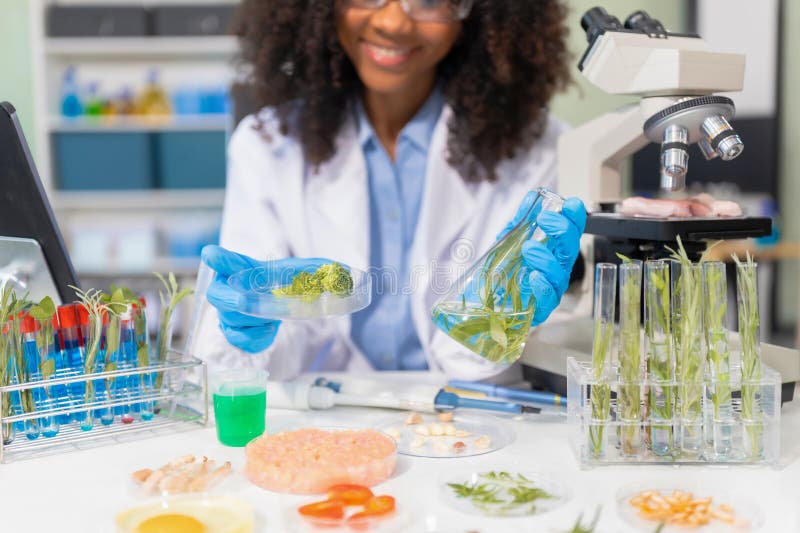 Microbiologist Working on Molecule Samples in Modern Food Science ...