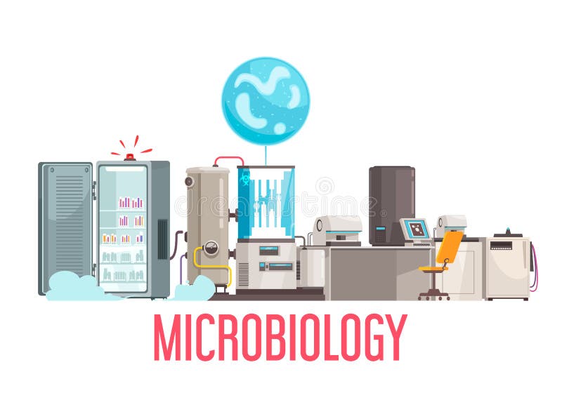 Microbiology Science Lab Composition Stock Vector - Illustration of ...