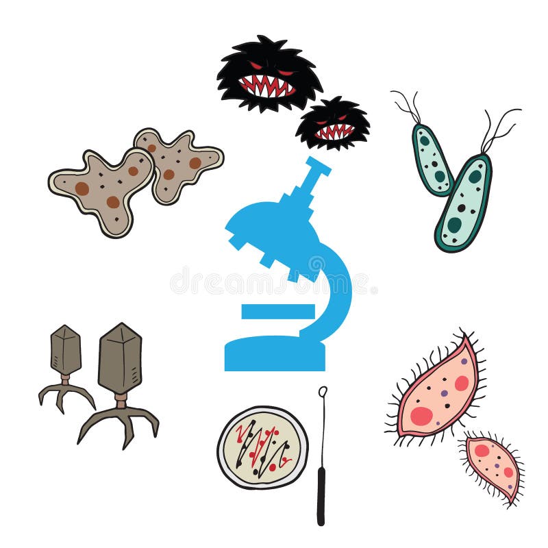 Microbiology Bacteria and Lab Cartoon Stock Illustration - Illustration ...