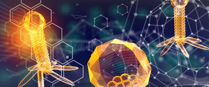 Microbiology Concept. Bacteriophages on a Science Research Theme ...