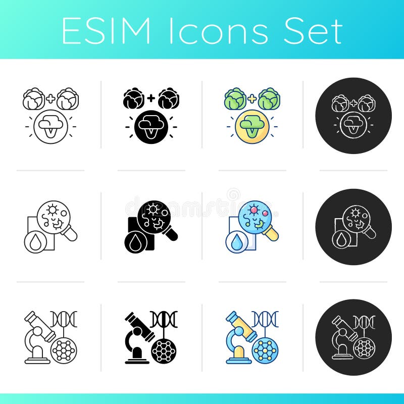 Microbiology icons set stock vector. Illustration of cultivation ...