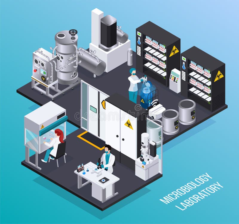 Microbiology Laboratory Isometric Poster Stock Vector - Illustration of ...