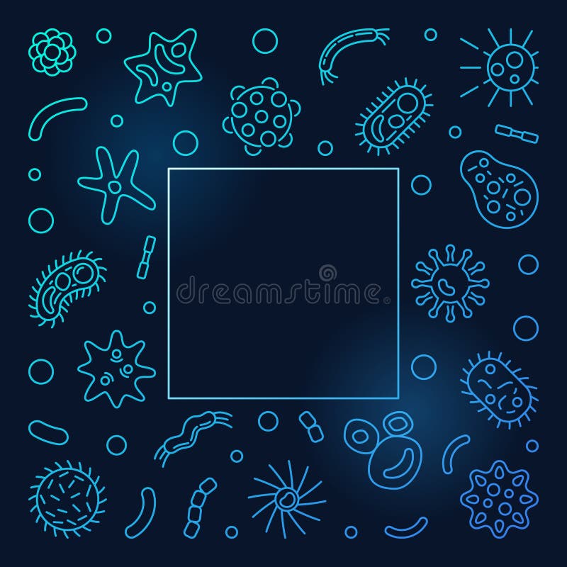 Microbiology Vector Outline Frame With Empty Space For Text Stock ...