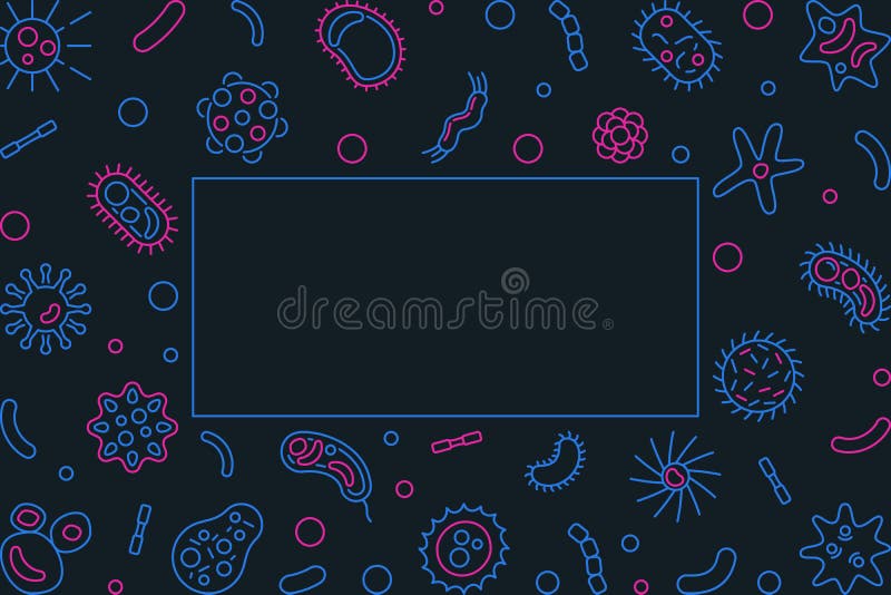 Microbiology Vector Outline Frame with Empty Space for Text Stock ...
