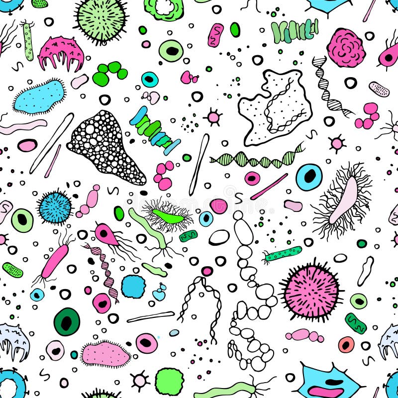 Microbiology Seamless Pattern Stock Vector - Illustration of backdrop ...