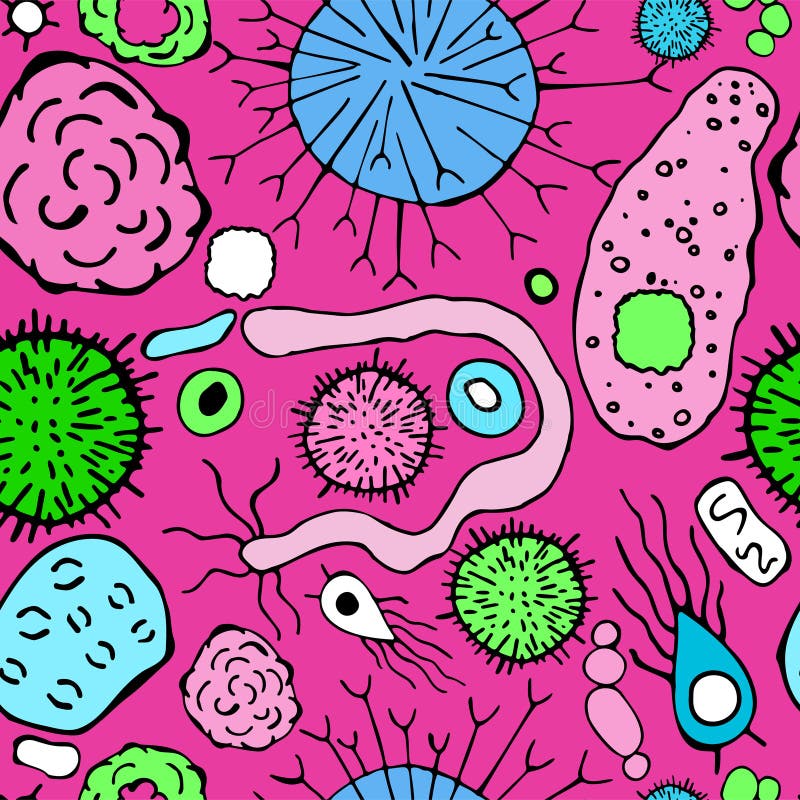 Microbiology Seamless Pattern Stock Vector - Illustration of medical ...