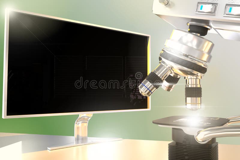 Microbiology Study Concept, Object 3D Illustration - Lab Electronic ...