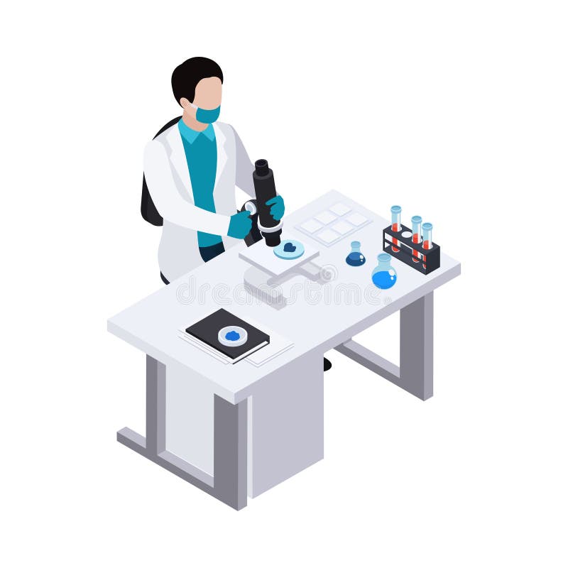 Microbiology Worker Workplace Composition Stock Vector - Illustration ...