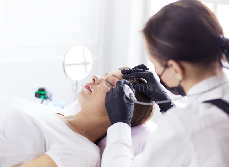 Microblading Eyebrows Work Flow in a Beauty Salon. Stock Image - Image ...