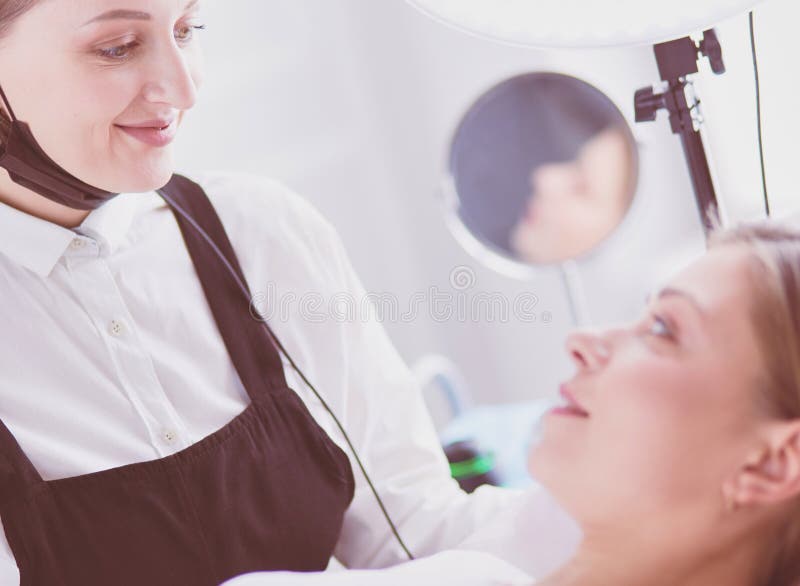 Microblading Eyebrows Work Flow in a Beauty Salon. Stock Image - Image ...