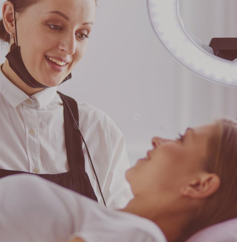 Microblading Eyebrows Work Flow in a Beauty Salon. Stock Image - Image ...