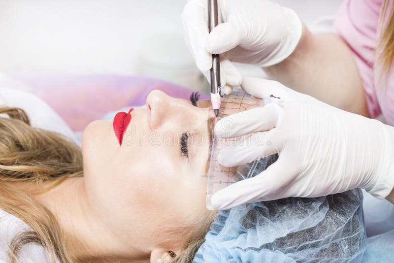 Microblading Eyebrows Workflow Stock Image - Image of microblading ...