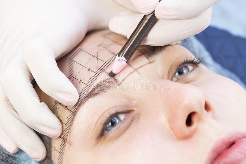 Microblading Eyebrows Workflow Stock Photo - Image of closeup ...