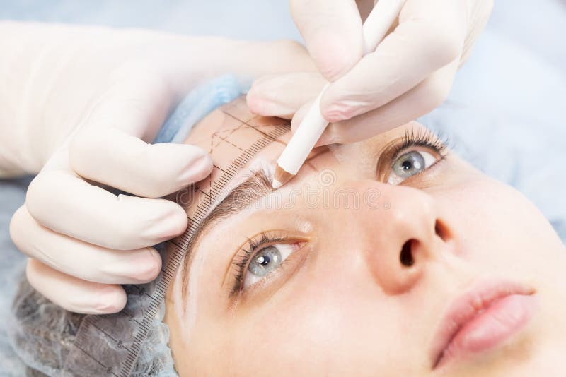 Microblading Eyebrows Workflow Stock Photo - Image of closeup ...