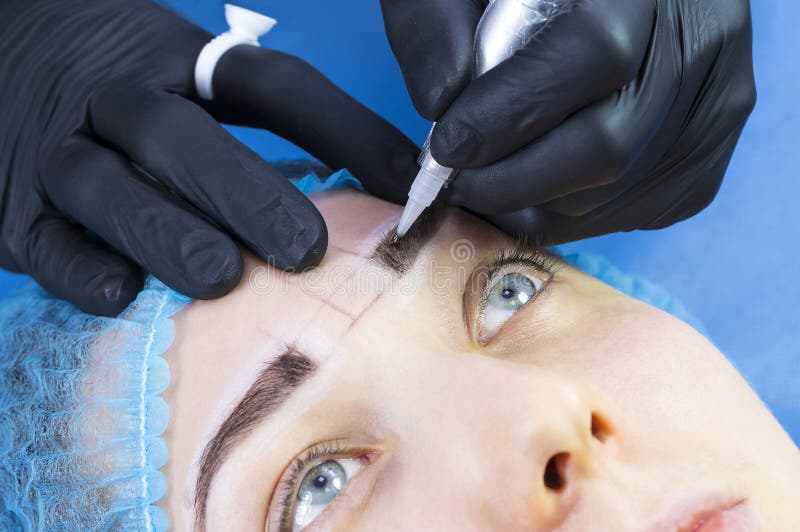 Microblading Eyebrows Workflow Stock Image - Image of mikrobleyding ...