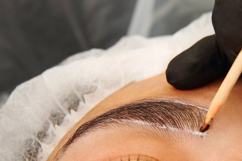 Eyebrow Microblading Procedure, Salon Stock Photo - Image of face ...