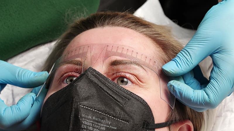 Microblading Tattoo, Zamerpered before Permanent Make-up . Stock ...