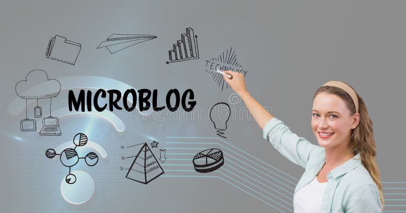 Microblog Graphic Write by Woman Stock Illustration - Illustration of ...