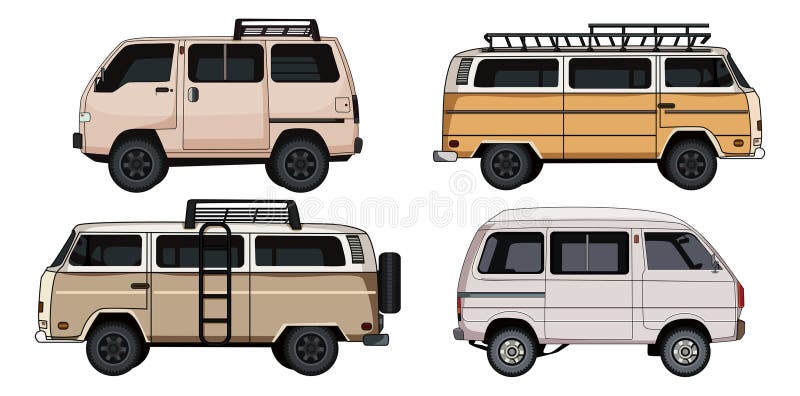 Microbuses Vector Template Design , Side View Stock Vector ...