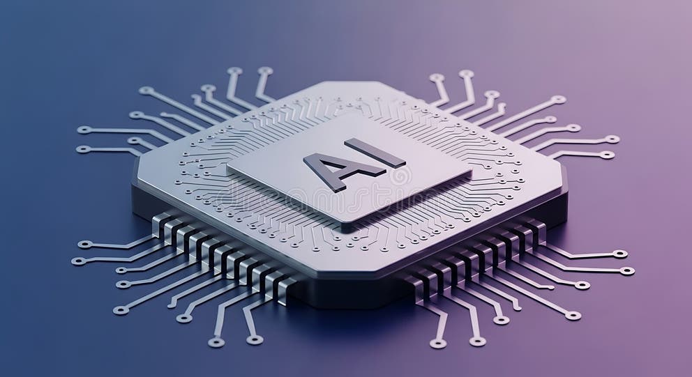 A Microchip with "AI" Engraved on Its Surface, Featuring an Octagonal ...