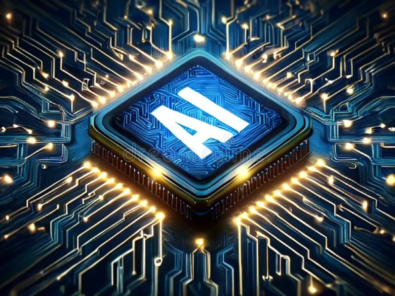 Microchip with AI Logo on Dark Backdrop Symbolizing Technology and Data ...