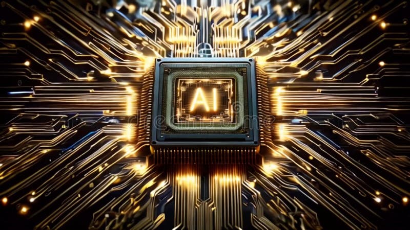 Microchip with AI Logo Symbolizing Technology and Data Transfer ...