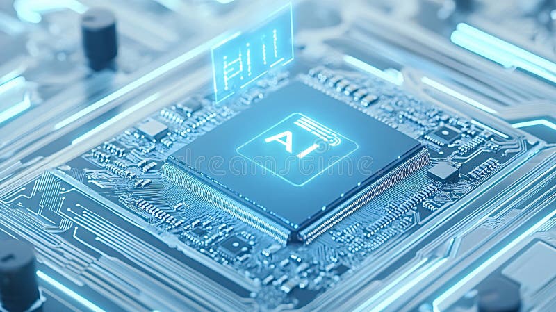 Artificial Intelligence Microchip Processing Data on Circuit Board ... Artificial Intelligence Microchip Processing Data on Circuit Board ...