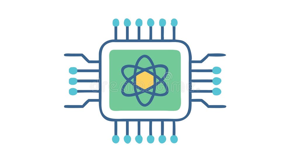 Microchip with Atom Symbol, Quantum Computing, Vector Design Generative AI Stock Vector ...