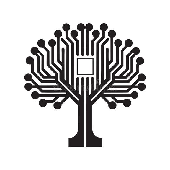 Microchip Barcode Tree Concept for Modern Tech Business Stock ...