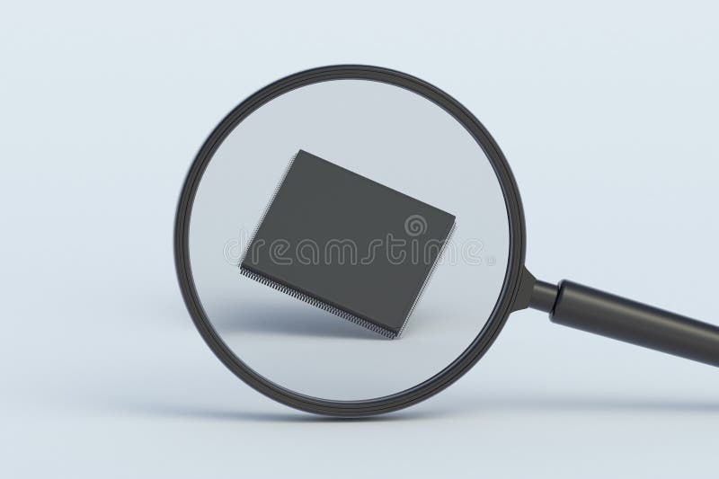 Microchip Behind Magnifying Glass Stock Illustration - Illustration of ...