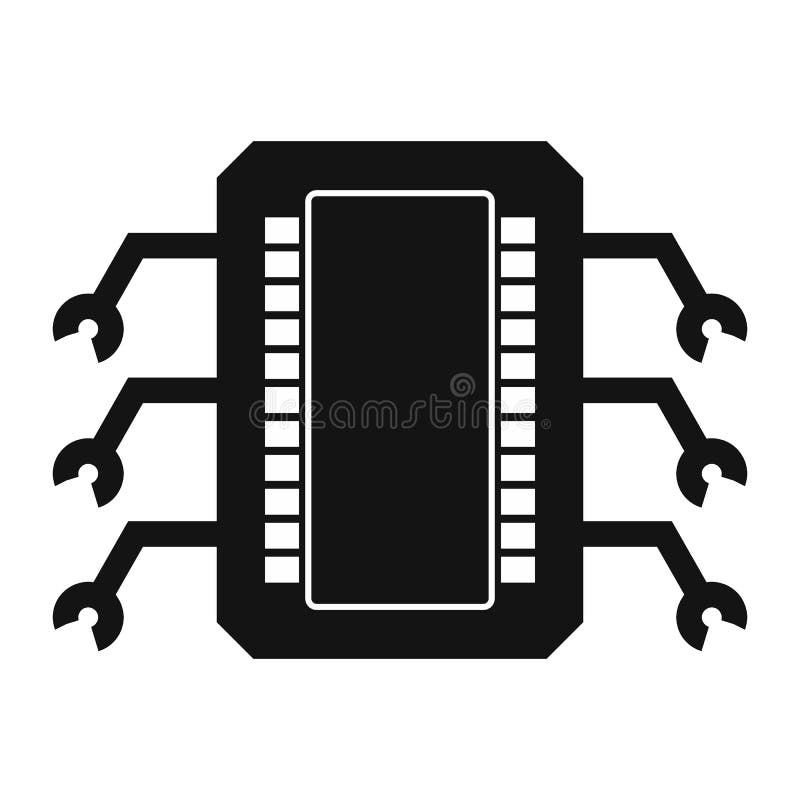 Microchip Black Icon Microprocessor Cpu Vector Set Stock Vector ...