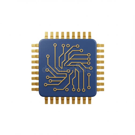 A Microchip with a Blue Surface and Intricate Gold Circuit Patterns is ...