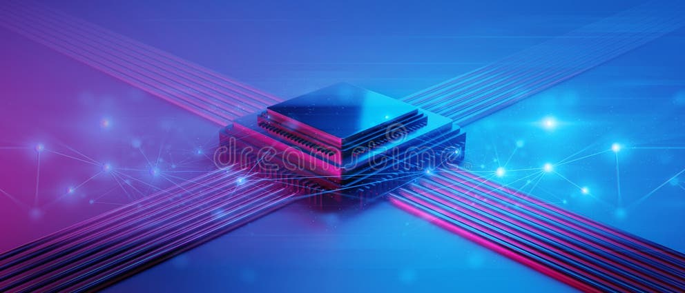 Microchip Brain Neural of AI Robot for High Technology Network, Quantum Computer Processing ...