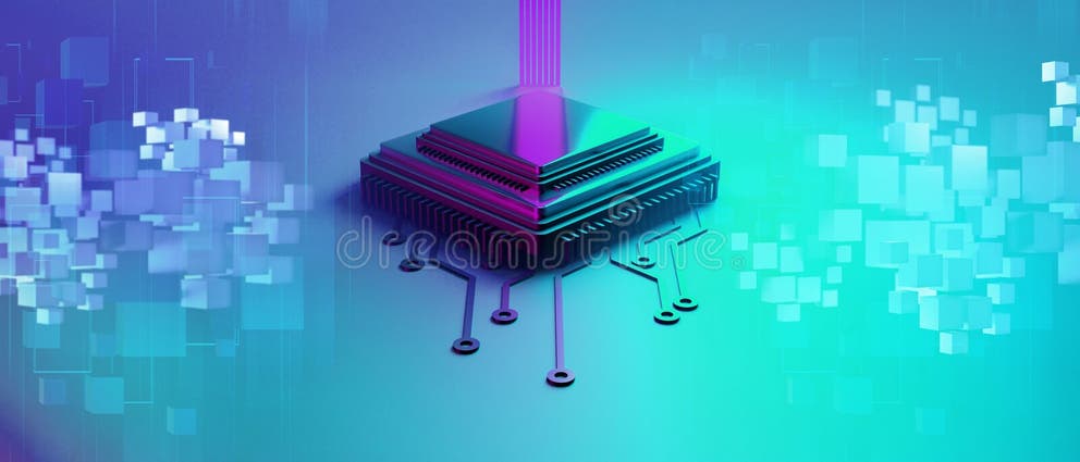 Microchip Brain Neural of AI Robot for High Technology Network, Quantum ...