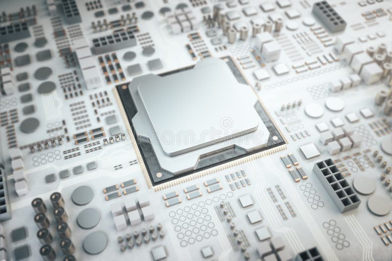 Microchip on a Circuit Board Stock Illustration - Illustration of ...