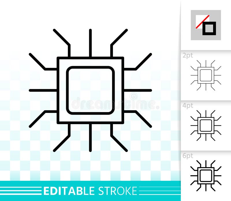 Microchip Circuit Simple Black Line Vector Icon Stock Vector ...