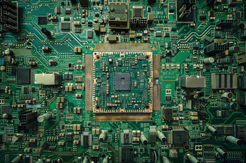 Microchip and Circuit,top View,cpu,mother Board by Generative AI Stock ...