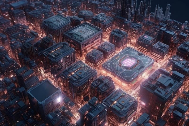 Microchip City Town. Generate Ai Stock Illustration - Illustration of ...