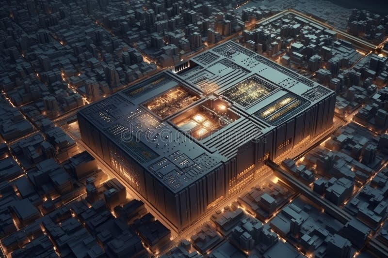 Microchip City Town View. Generate Ai Stock Illustration - Illustration ...