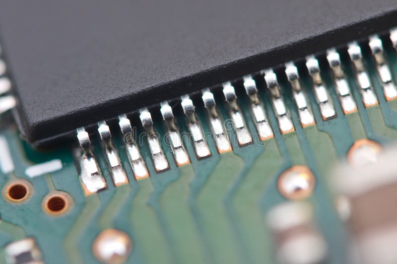 Microchip Close-up on Electronic Board. Macro Stock Photo - Image of ...