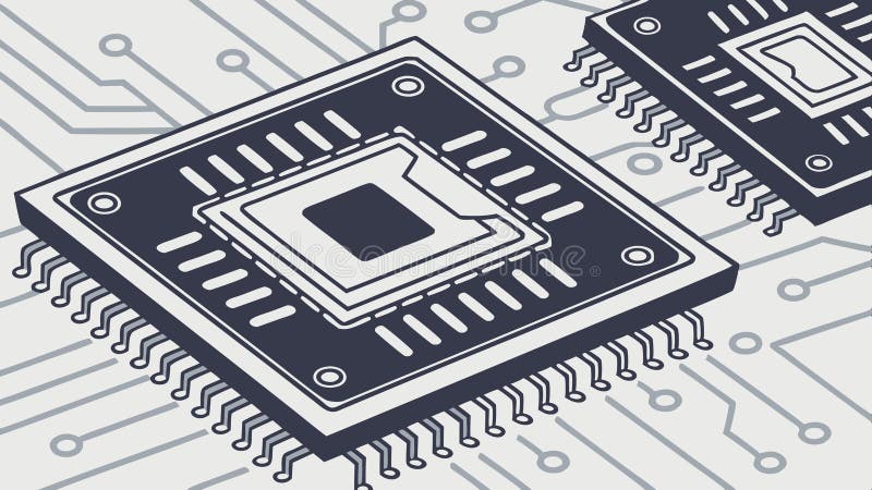 Microchip Closeup, Technology and Electronics Illustration Vector ...