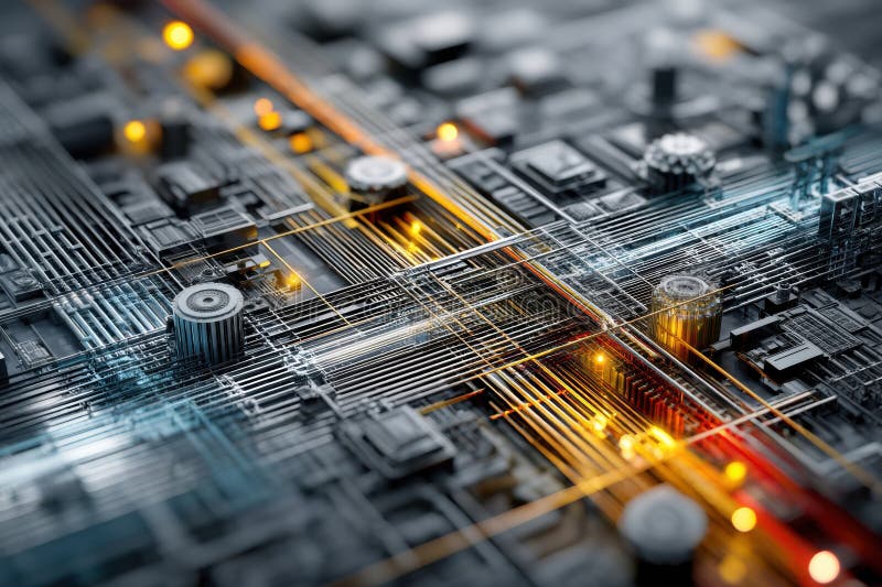 Microchip Close-Up Transforming into an Intricate City Layout ...