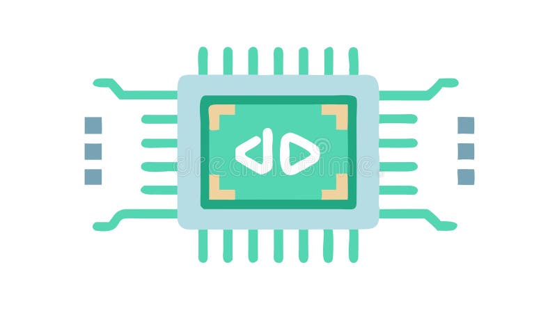 Microchip with Code Symbol, Software Development, Coding Tech, Vector Design Generative AI Stock ...